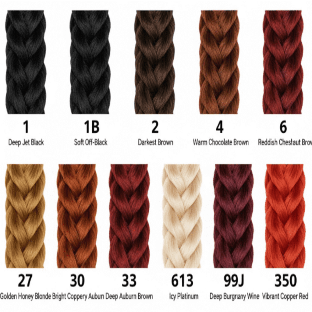 Braiding Hair Color Chart: Complete Guide 2025 | Color Codes